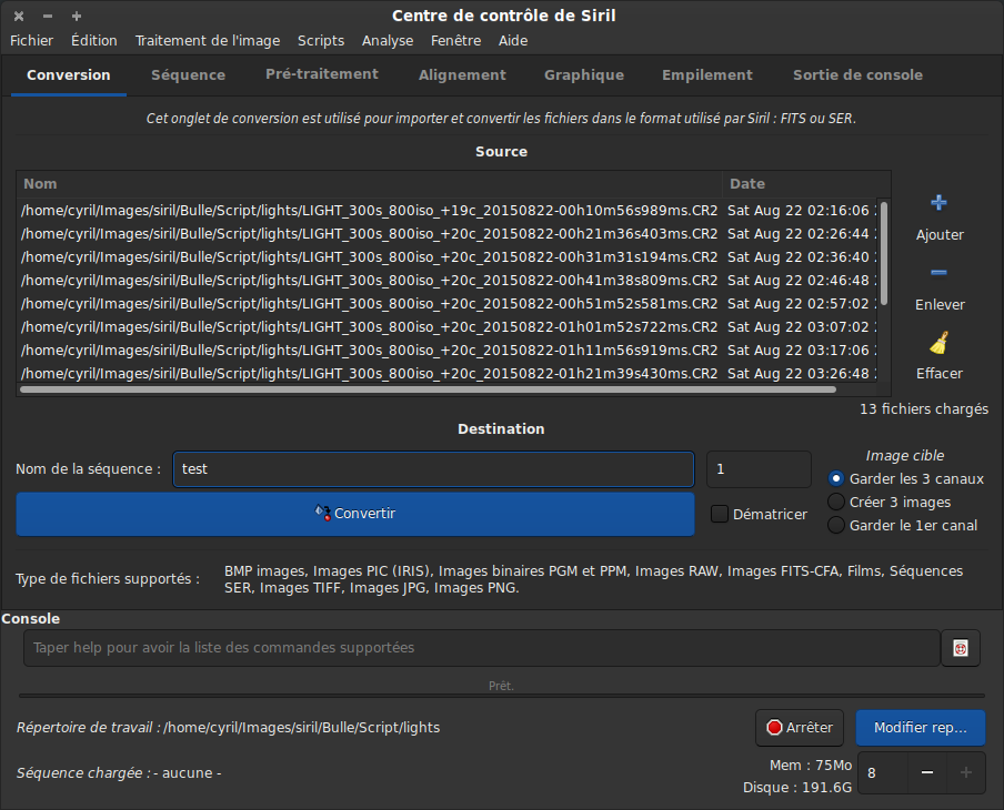 Les fonctions de Siril